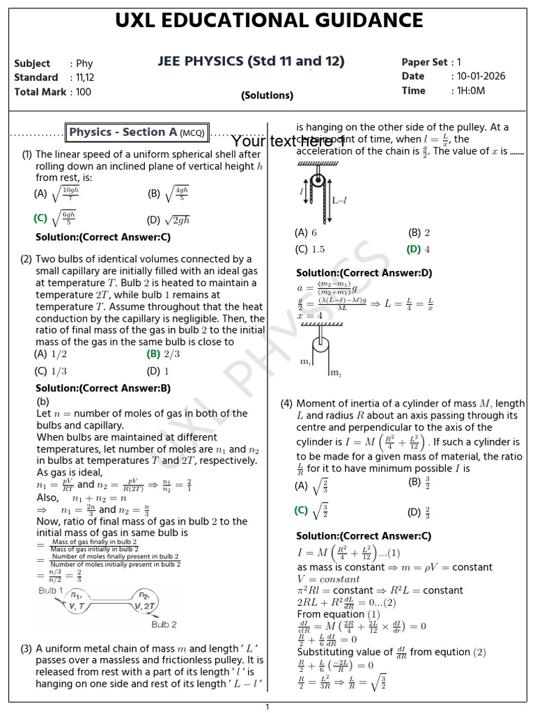 JEE Full Syll(2) 10Jan2026 SOL | PDF | Optics