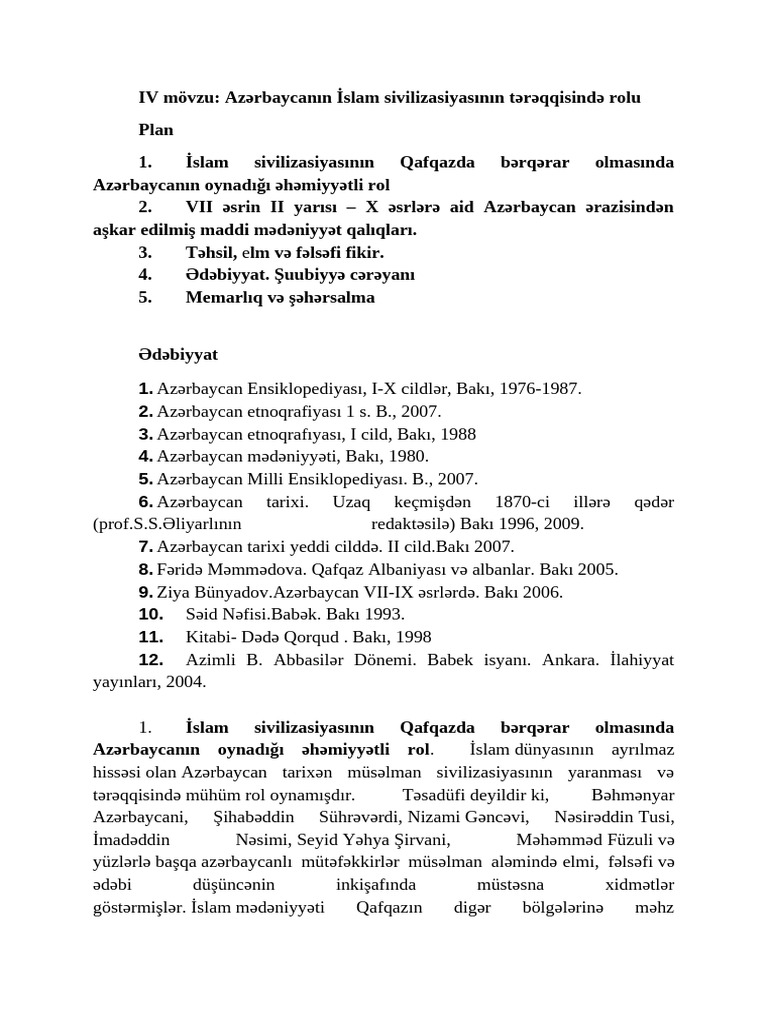 Mövzu 4 (Sivilizasiya) | PDF