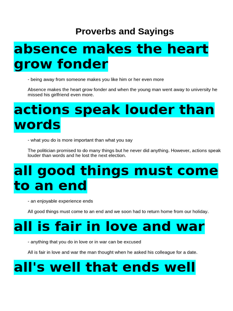 Proverbs and Sayings | PDF