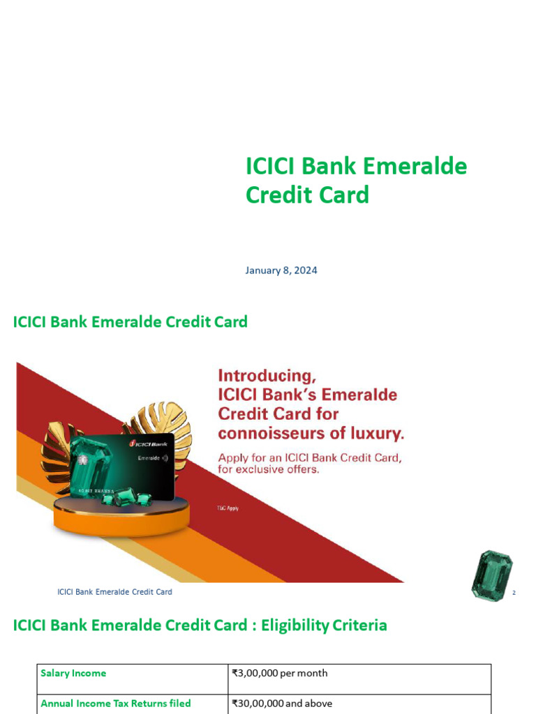 ICICI Bank Emeralde Credit Card Benefits | PDF | Credit Card | Airport ...