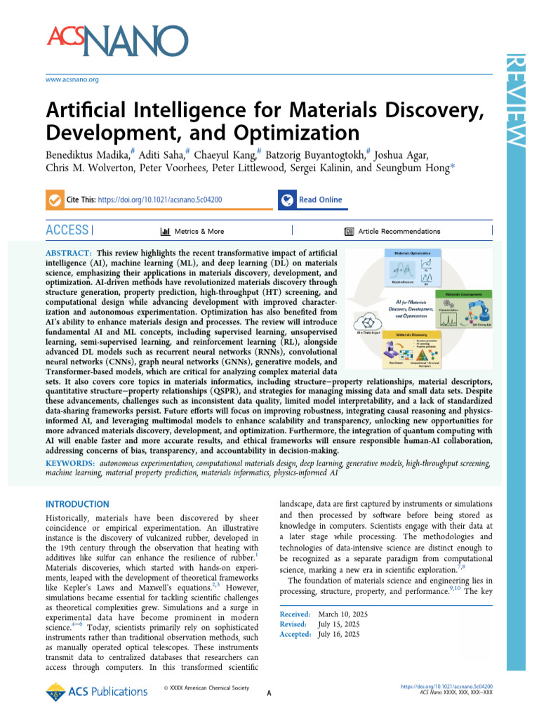 Artificial Intelligence for Materials Discovery, Development, And ...