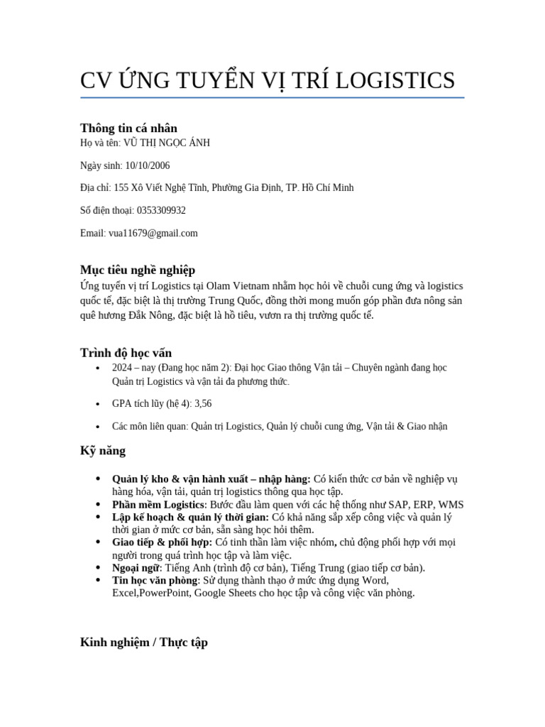 CV Logistics | PDF