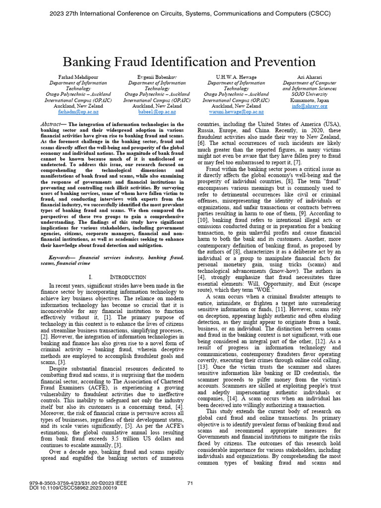 Banking Fraud Identification and Prevention | PDF | Phishing | Fraud