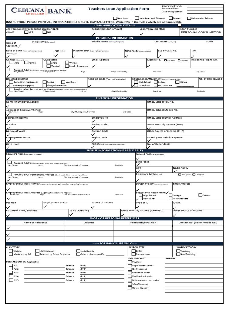 Application Back - Copy | PDF | Loans