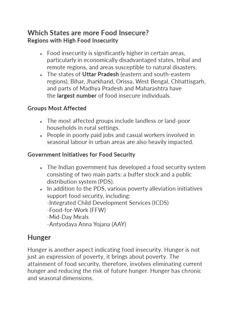 Food Insecurity and Solutions in India | PDF