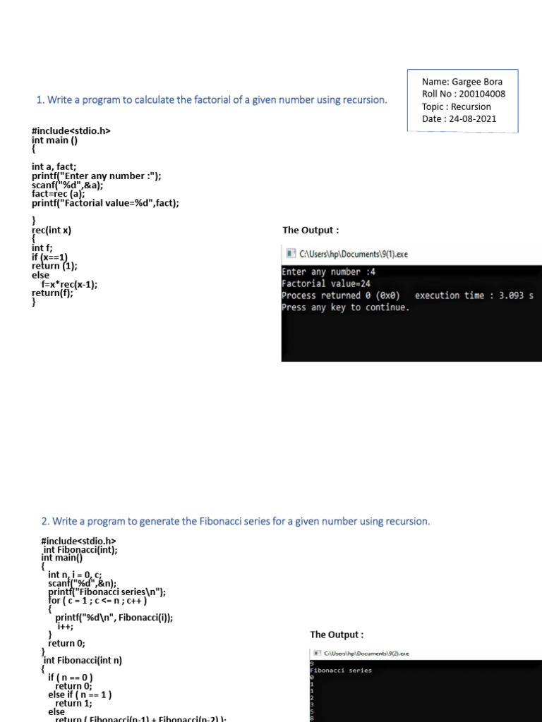 200104008_recursion | PDF | Integer (Computer Science) | Arithmetic