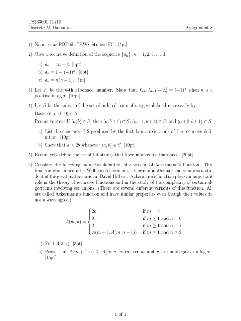 Discrete Mathematics HW8 | PDF