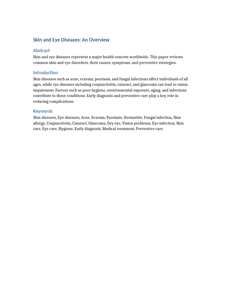 Research Paper Skin and Eye Diseases | PDF