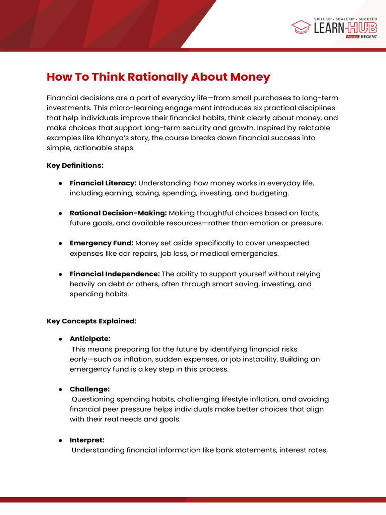 How to Think Rationally About Money Additional Resource Material | PDF ...