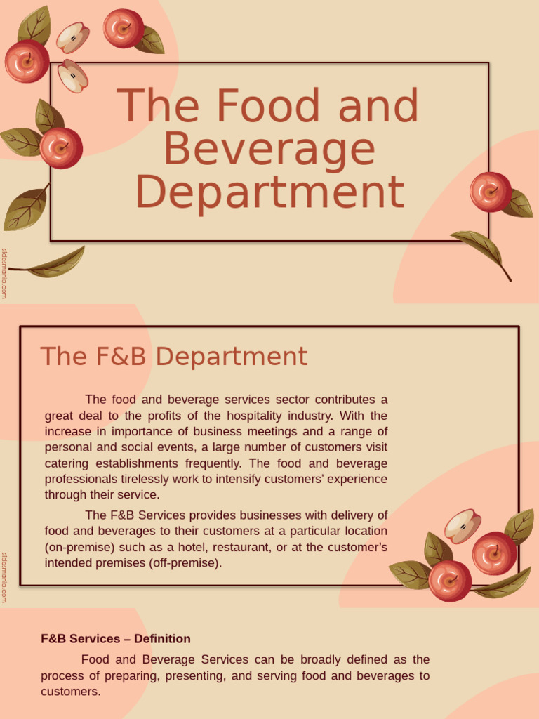 Operations Management Lesson7 The Food and Beverage Department | PDF ...