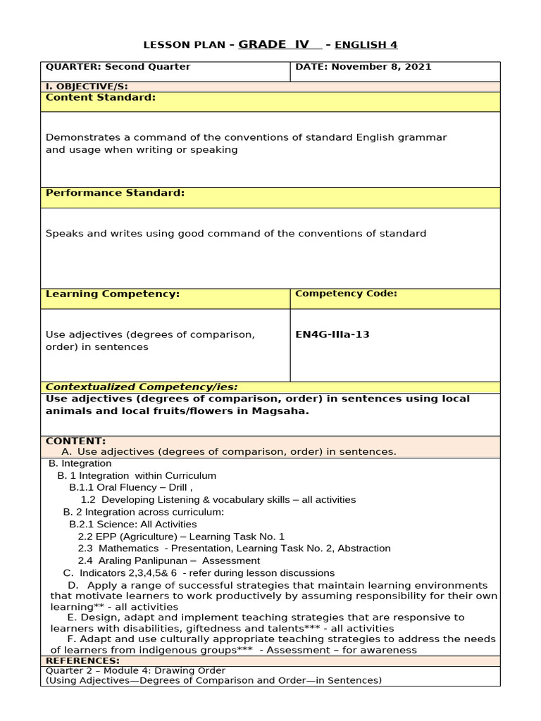 Lp English | PDF | Adjective | Learning