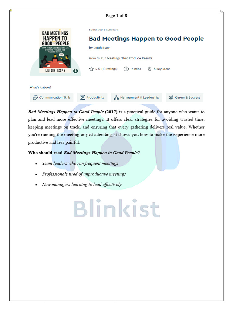 Bad Meetings Happen to Good People (2017) | PDF | Body Language ...