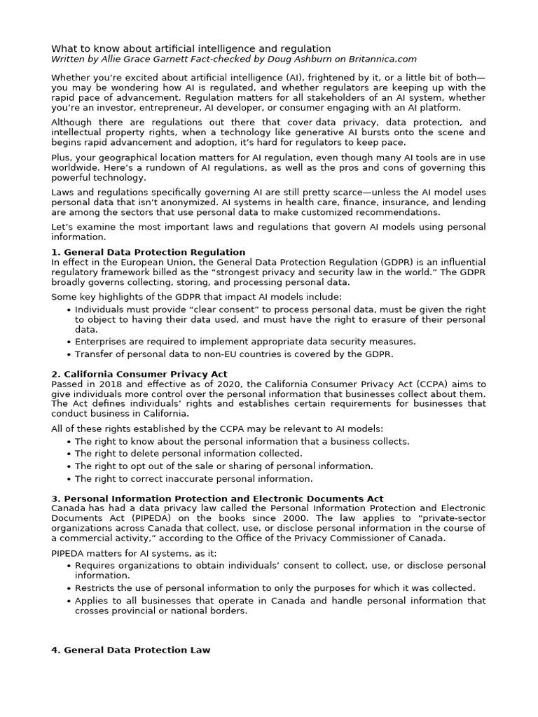 ARTIFICIAL INTELLIGENCE AND REGULATION | PDF | Artificial Intelligence | Intelligence (AI ...