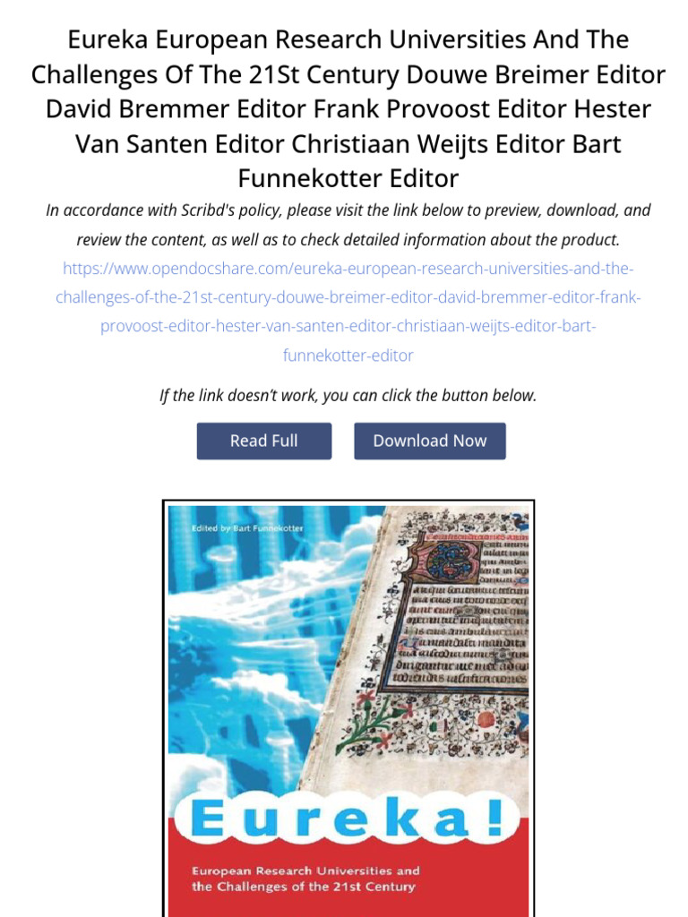 Eureka European Research Universities And The Challenges Of The 21st ...