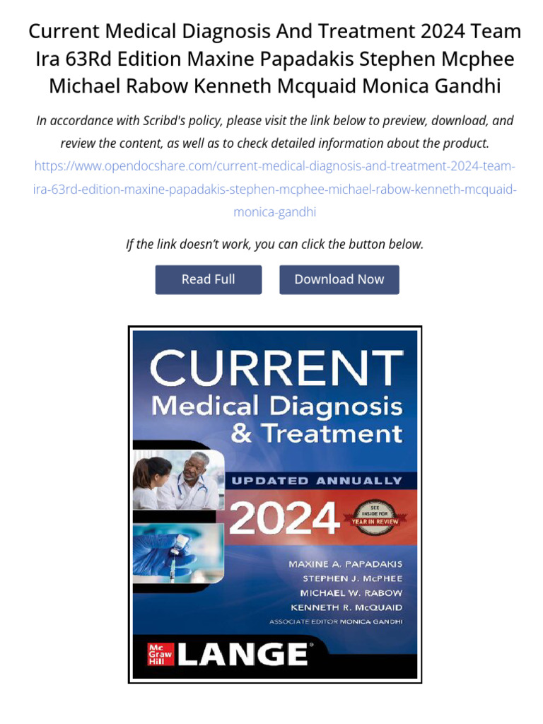 CURRENT Medical Diagnosis and Treatment 2024 Team IRA 63rd Edition ...