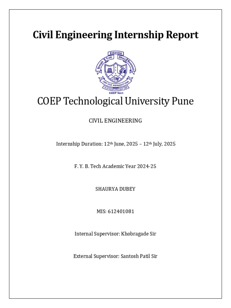 Civil Engineering Internship Report 2025 | PDF | Concrete | Beam ...