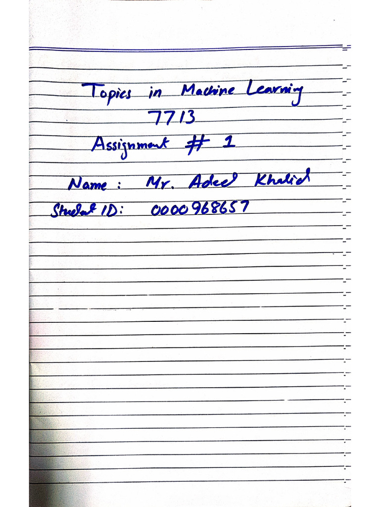 Assignment 1 Topics in ML | PDF