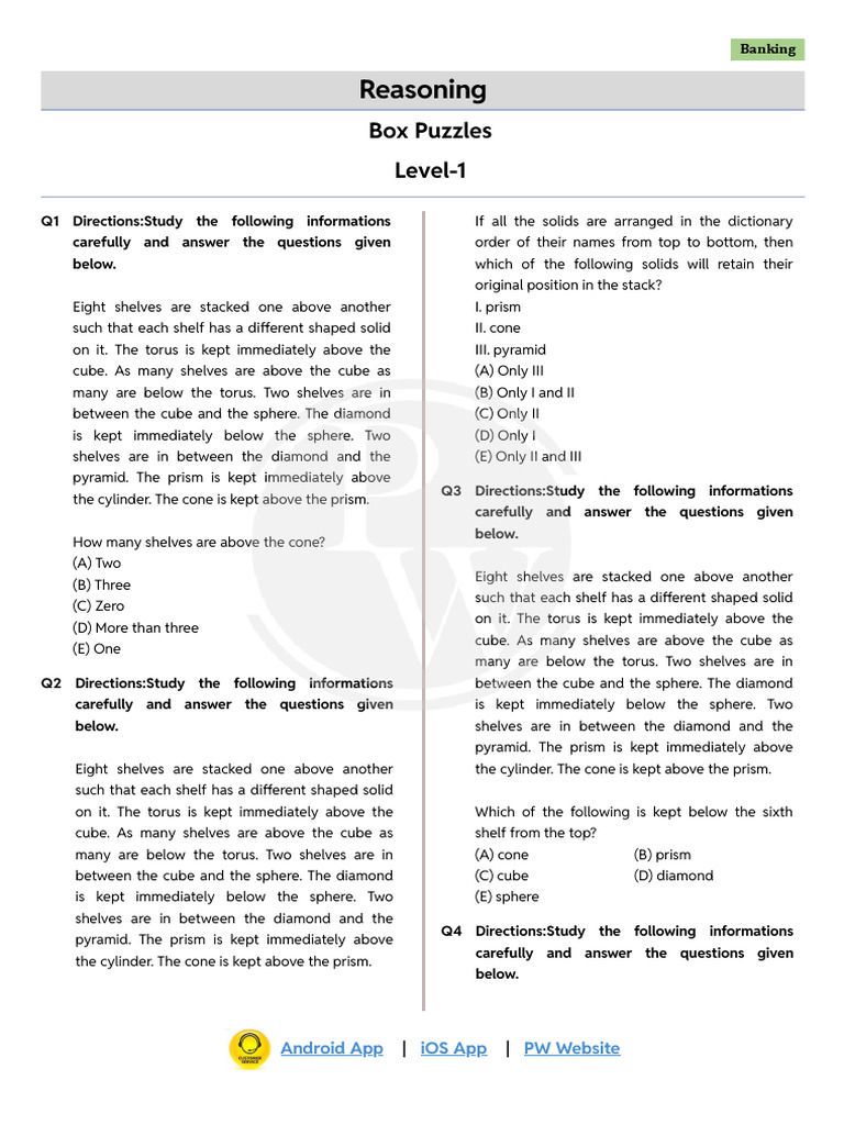 Box Puzzles _ Chapter Wise DPP (English) | PDF | Sphere | Elementary ...