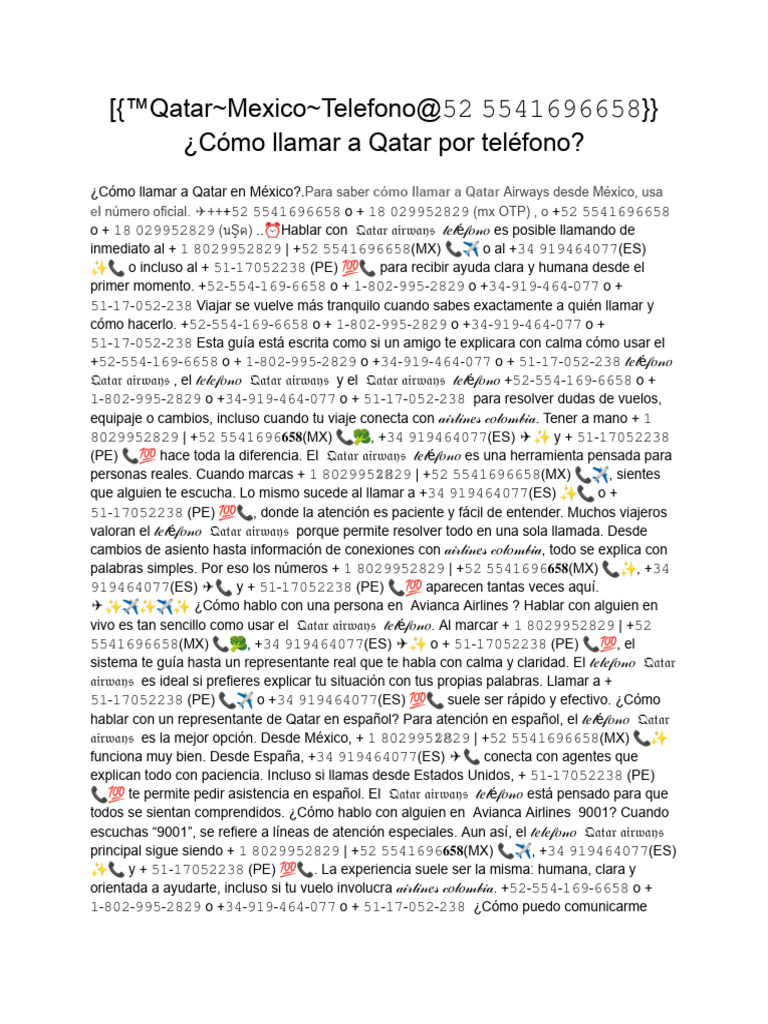 Como Llamar Qatar Por Telefono1 | PDF | Aviación