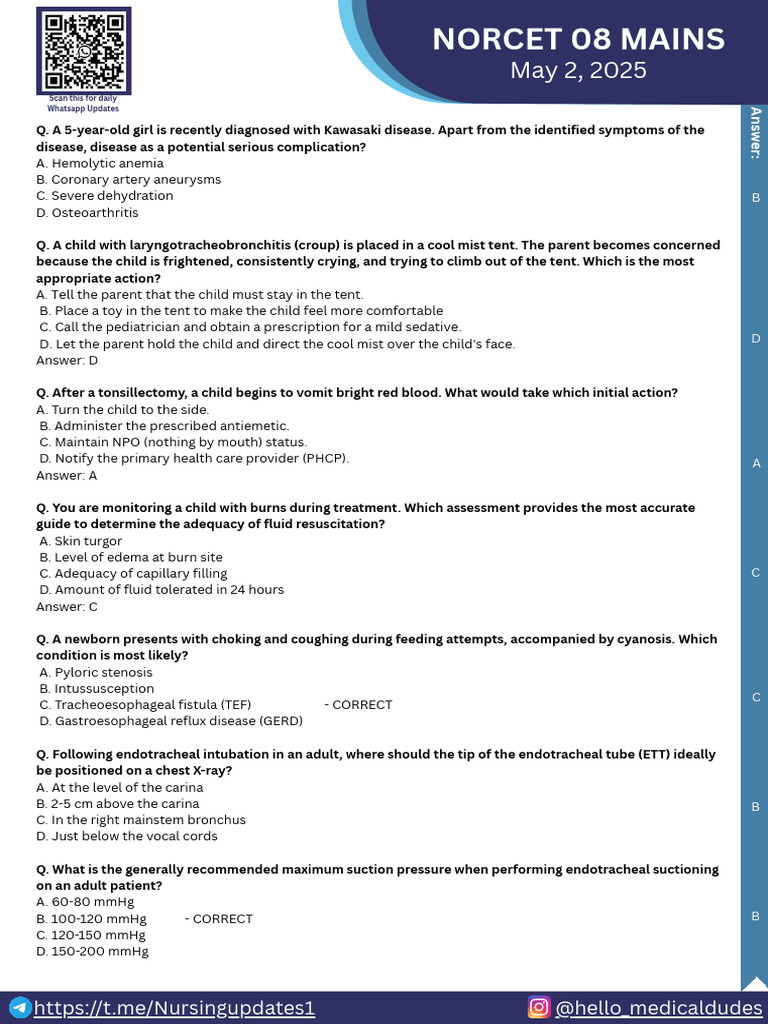Norcet 08 Mains Mcq | PDF | Congenital Heart Defect | Childbirth