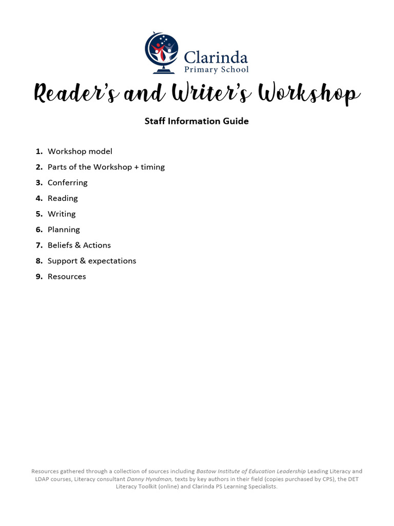 Reader’s and Writer’s Workshop Model | PDF | Reading Comprehension ...