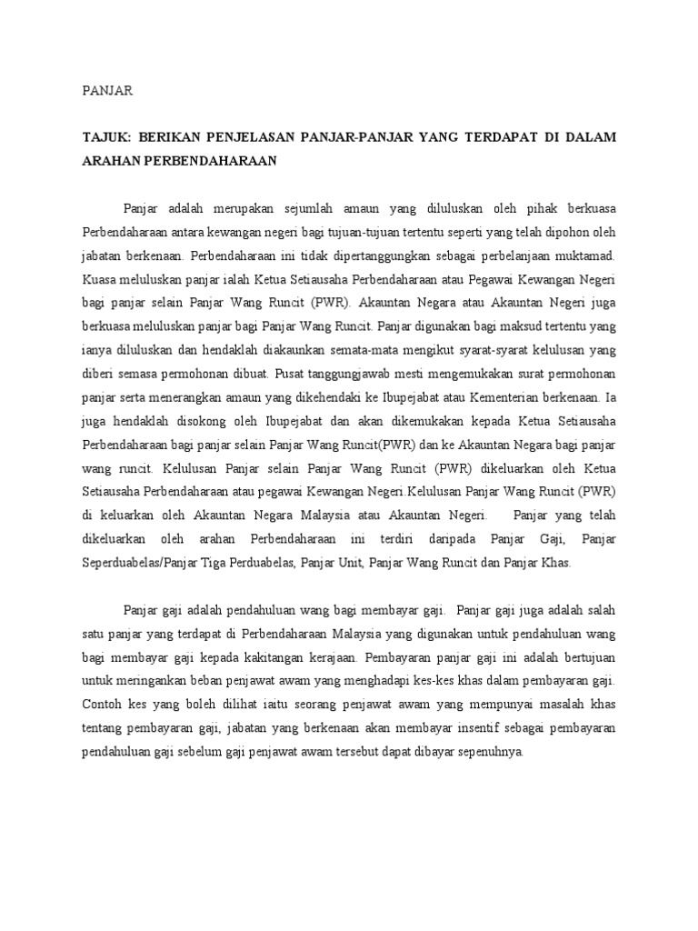 Jenis-Jenis Panjar Dalam Perbendaharaan | PDF | Pengelolaan Keuangan ...
