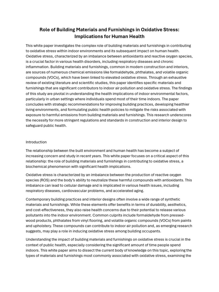 Role of Building Materials and Furnishings in Oxidative Stress | PDF ...