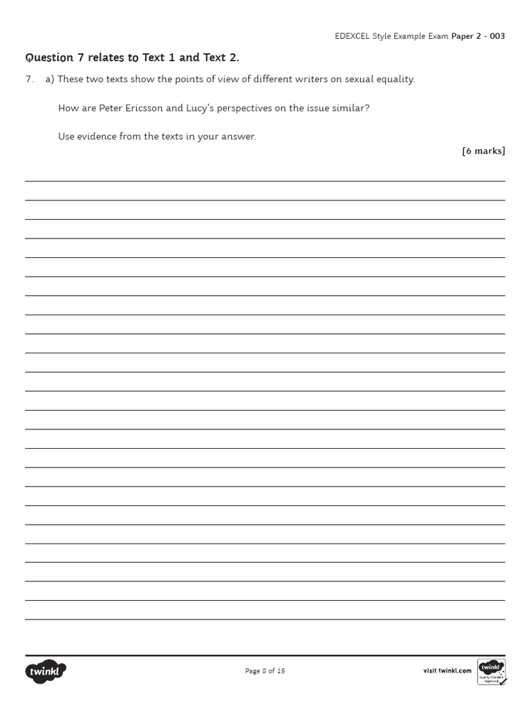 English Language Paper 2 003 Mock Exam-8 | PDF