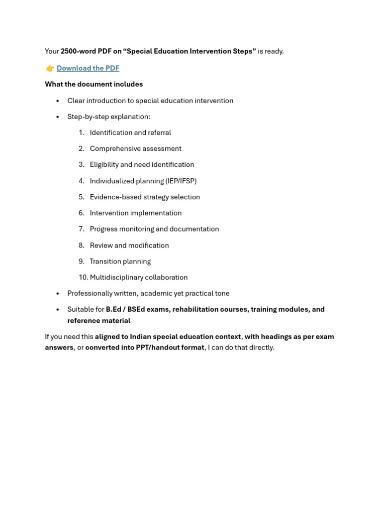 Special Education Intervention Steps Guide | PDF