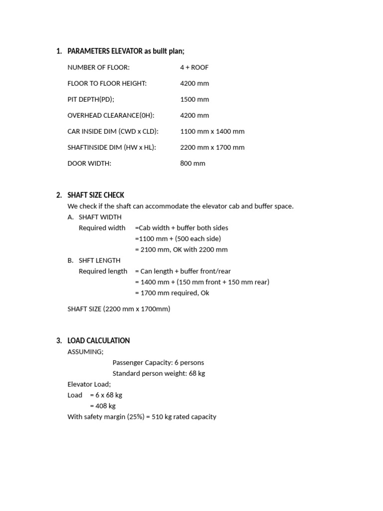 Parameters From the ELEVATOR as Built Plan | PDF