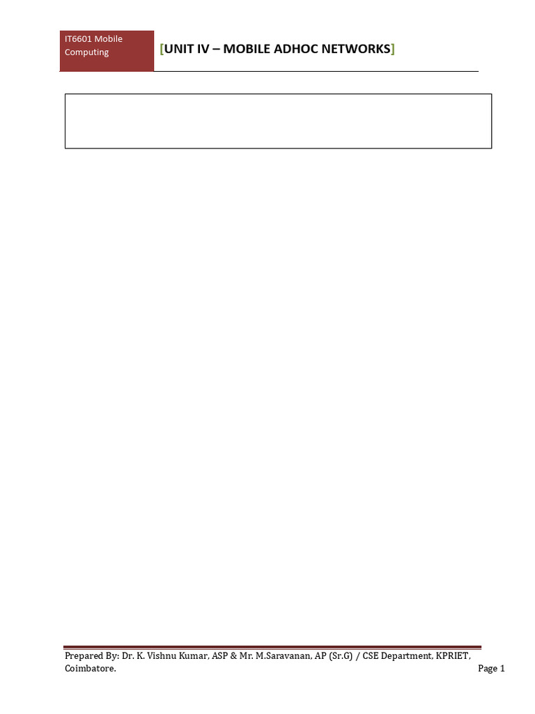unit IV | PDF | Wireless Ad Hoc Network | Routing