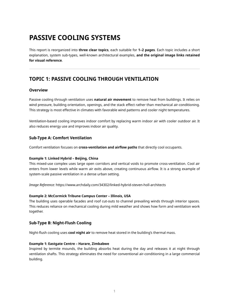 Passive Cooling Systems Overview | PDF | Air Conditioning | Ventilation ...