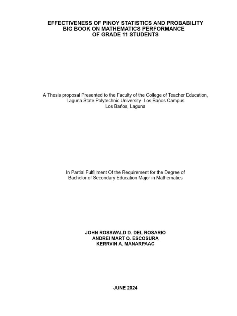 Effectiveness of Pinoy Statistics and Probability Big Book On ...