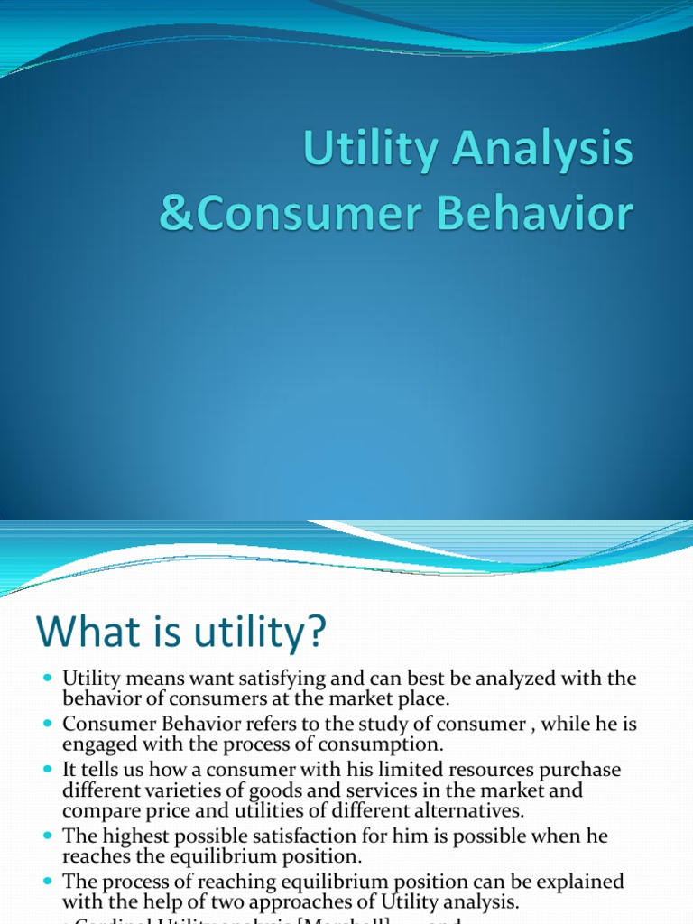 Utility Analysis | PDF | Utility | Marginal Utility