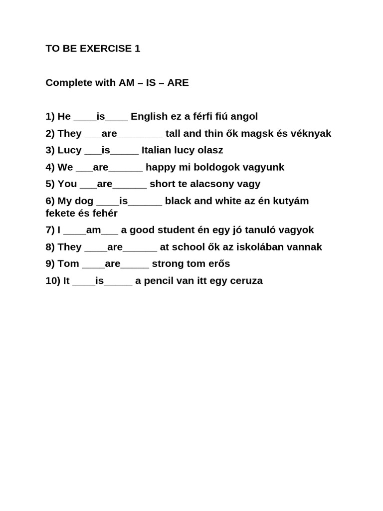 3 To BE EXERCISE 1 Adapted To Print 16 | PDF
