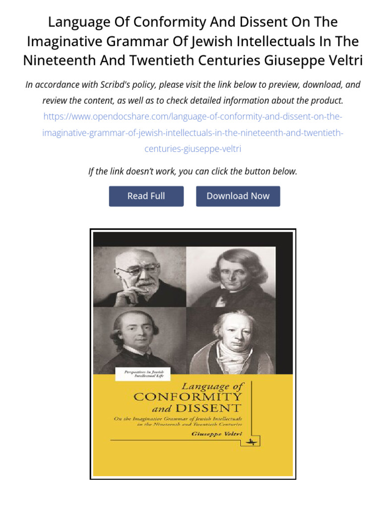 Language Of Conformity And Dissent On The Imaginative Grammar Of Jewish ...