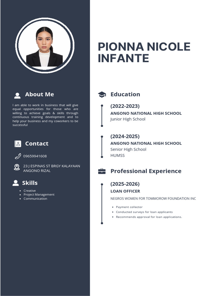 Infante Pionna Nicole Resume | PDF
