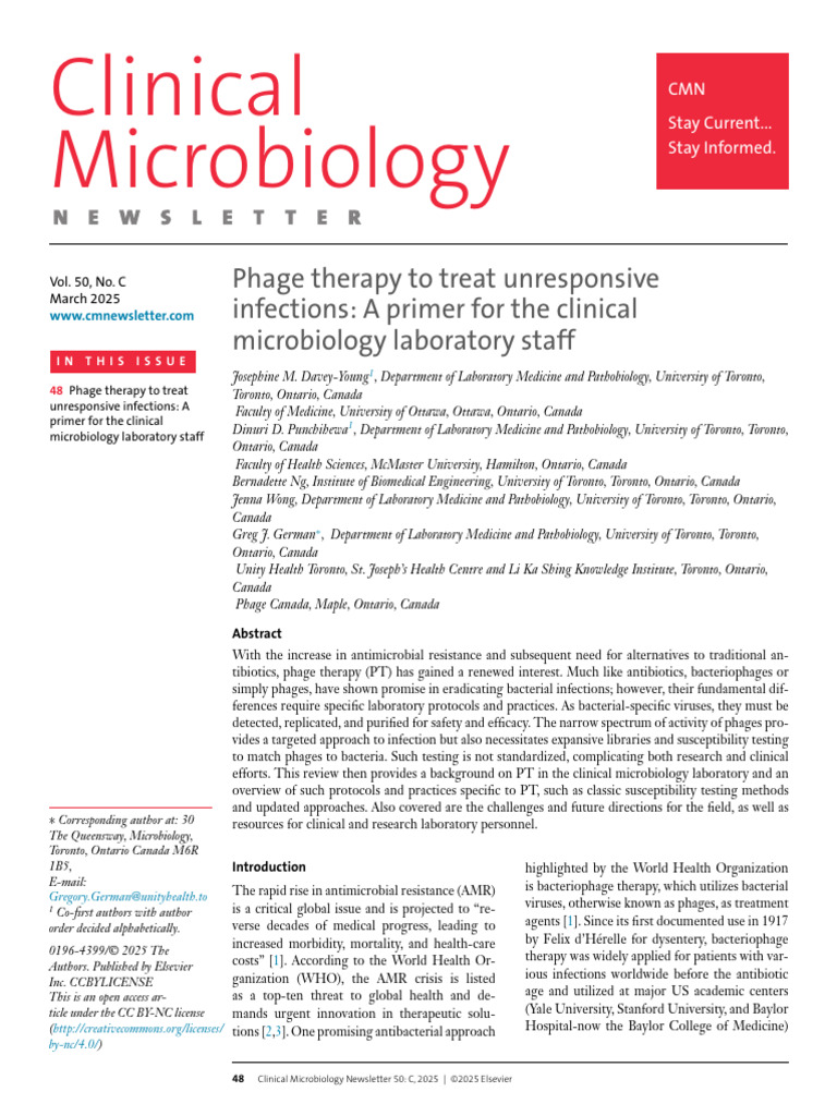 Phage Therapy to Treat Unresponsive Infections | PDF | Bacteriophage ...