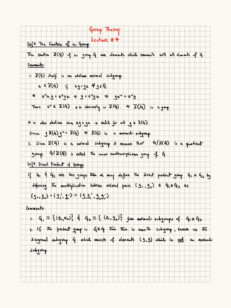 Group Theory Lecture 4 | PDF | Group (Mathematics) | Mathematical Physics