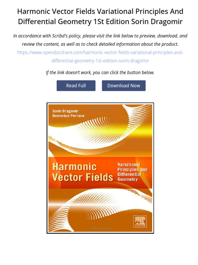 Harmonic Vector Fields Variational Principles And Differential Geometry 1st Edition Sorin ...