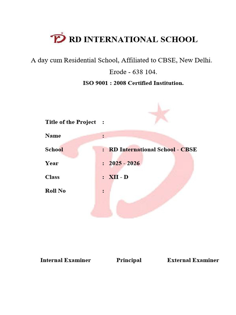 RD International School Project Certificate | PDF