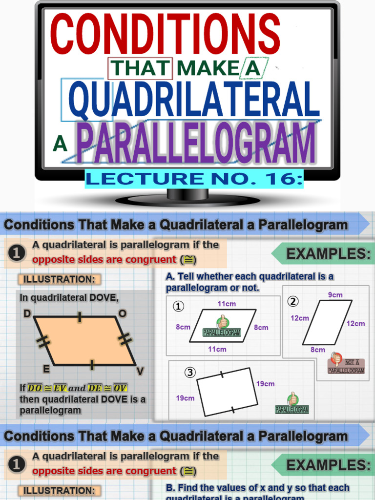 Conditions for Quadrilaterals as Parallelograms | PDF | Euclid ...