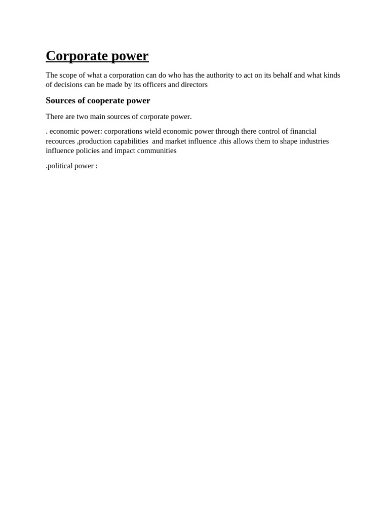 Understanding Corporate Power Dynamics | PDF