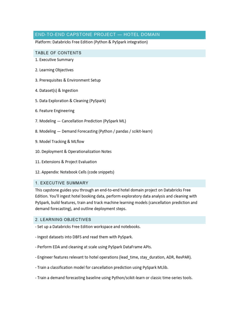 Hotel Domain Capstone Project Guide | PDF | Apache Spark | Receiver ...