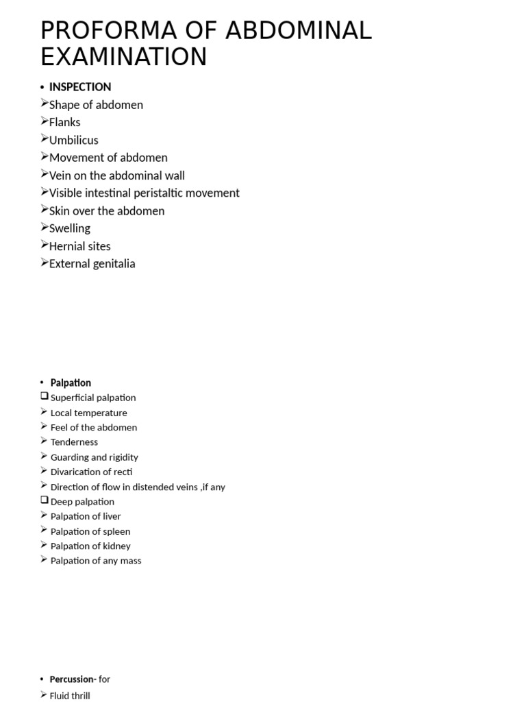 Abdominal Examination Proforma Guide | PDF