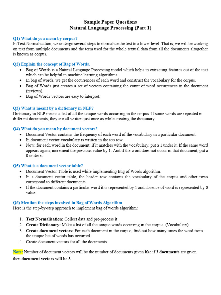 Unit 6 - Natural Language Processing (Part 1) | PDF