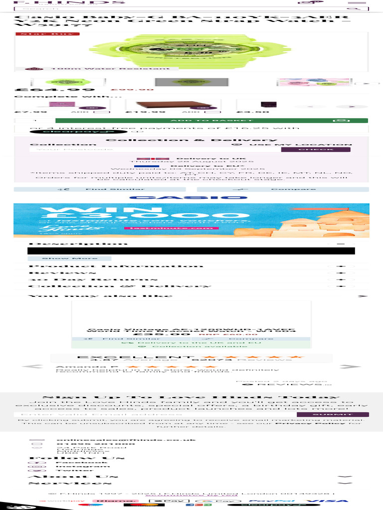 Casio Baby-G BA-110YK-3AER Y2K Neon Green Strap Watch - W59177 F.Hinds ...