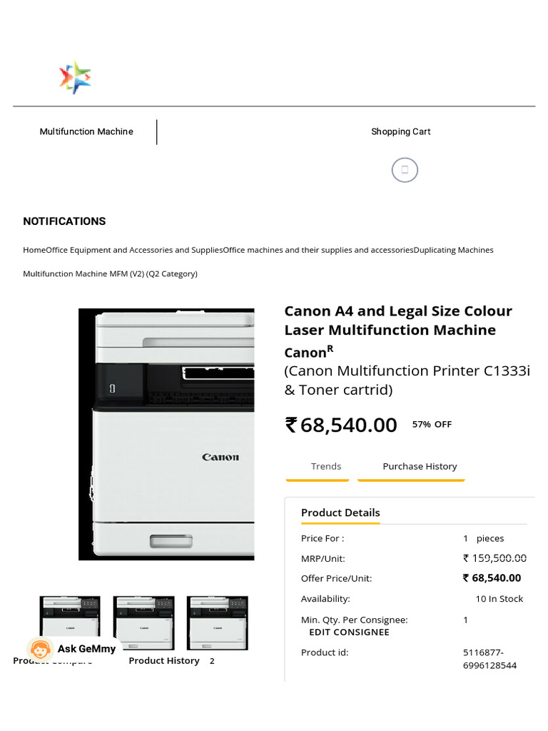 GeM budgetary quotation Canon C13333i | PDF | Image Scanner | Printer ...