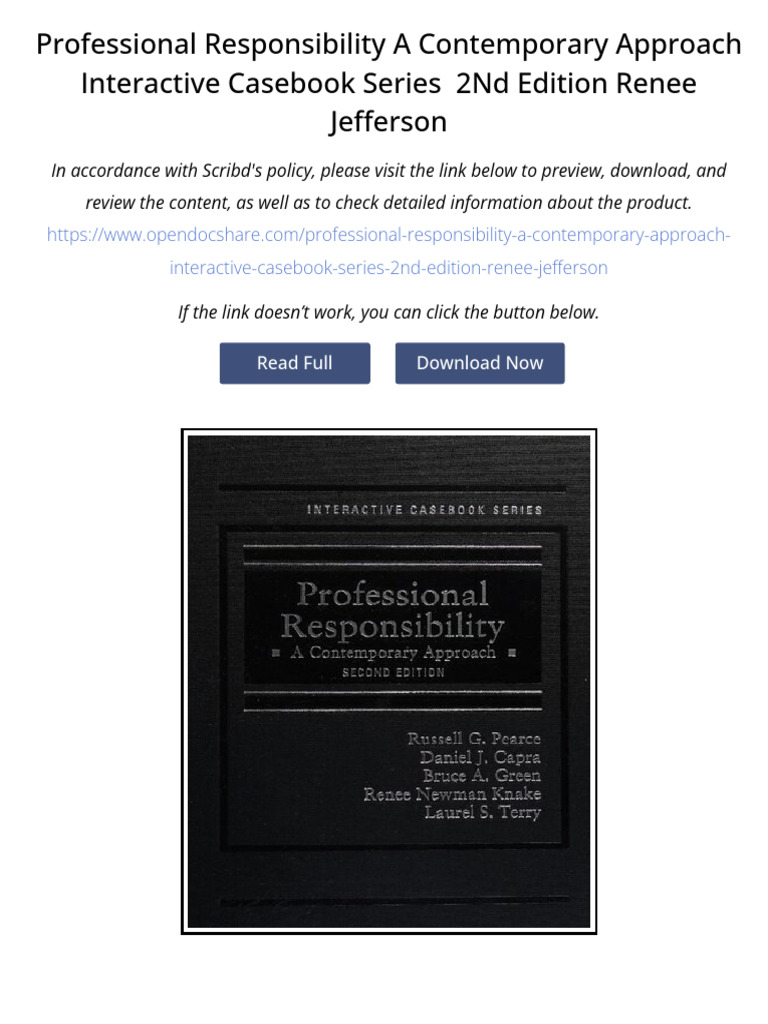 Professional Responsibility A Contemporary Approach Interactive ...
