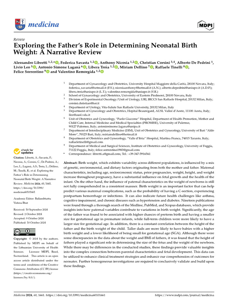 DocumentsExploring the Father’s Role in Determining Neonatal Birth60 ...